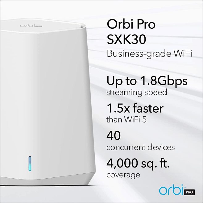 Amazon.com: NETGEAR Orbi Pro WiFi 6 迷你网状系统 (SXK30) | 带1个卫星扩展器的路由器适用于商务或 ...