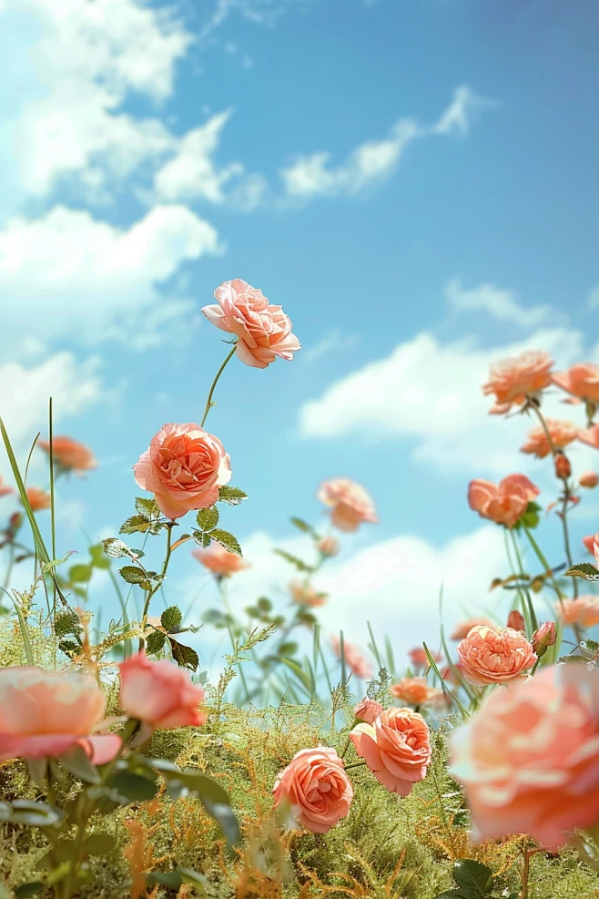 a hd wallpaper with roses on an aerated grass, in the style of ...