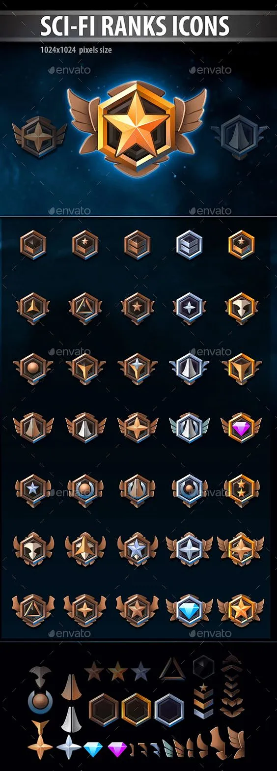 Sci-Fi Ranks Icons by REXARD | GraphicRiver-花瓣网