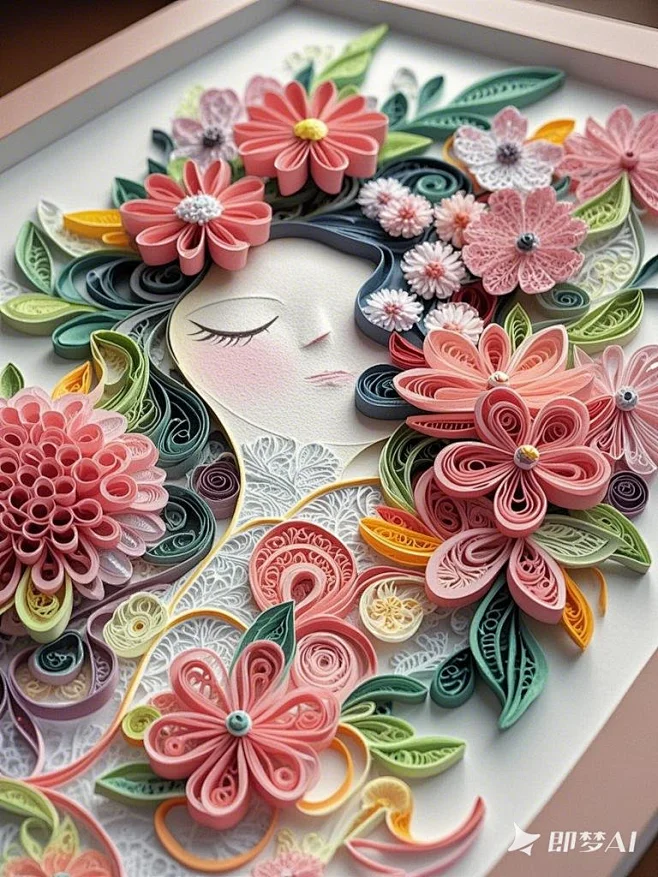 (paper art,layered paper art,paper quilling),zentangle，Spring，(Beauty ...