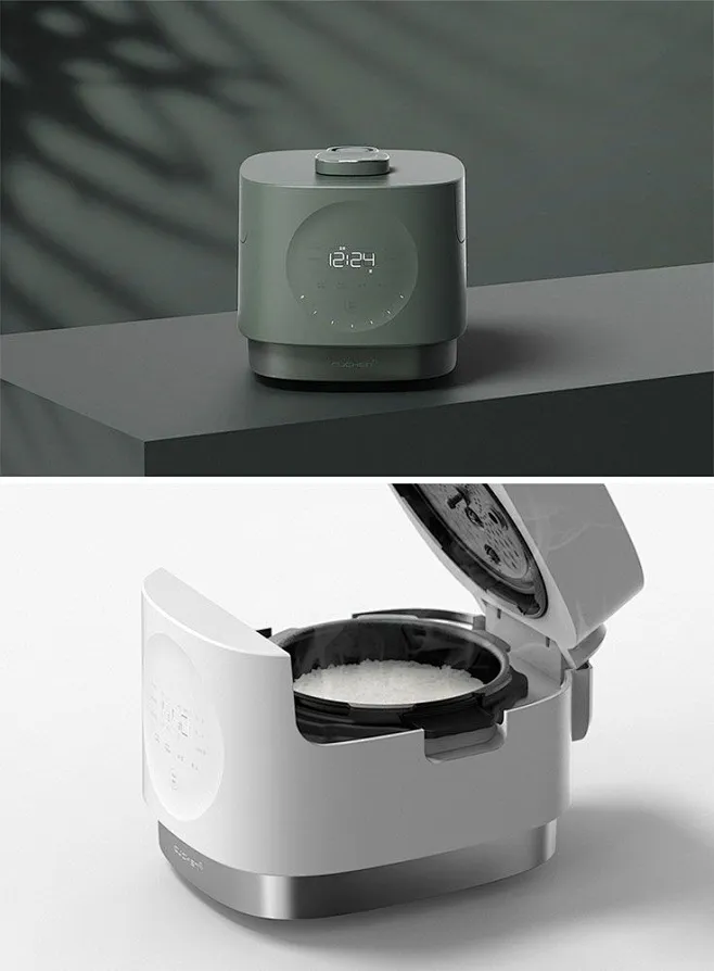 This modern Korean rice cookers touch control panel is also a clock.-花瓣网
