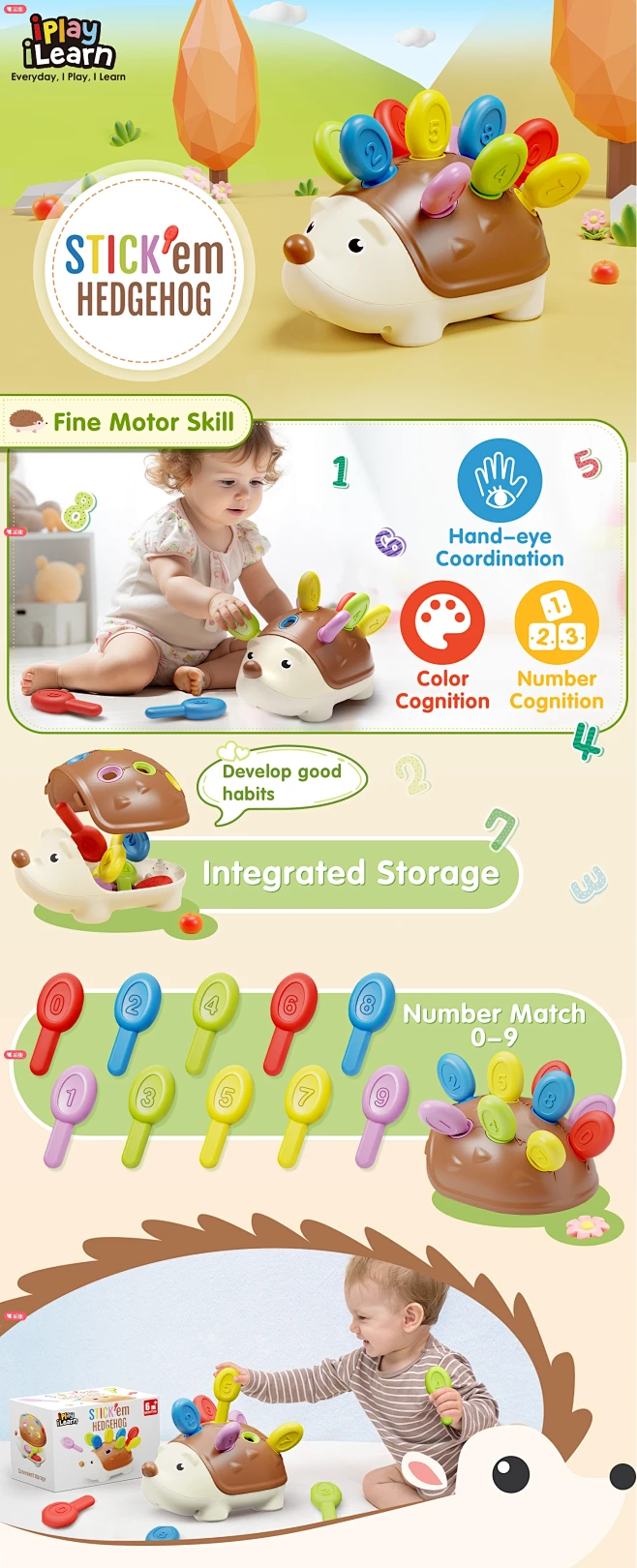 Amazon.com: iPlay, iLearn Fine Motor Toys for Toddlers 1-3, Hedgehog ...