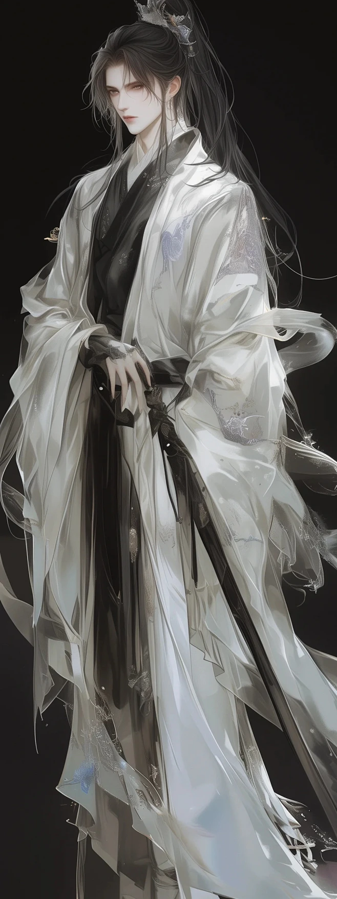 白衣黑发古风男 (1)-花瓣网