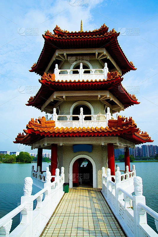 中国园林中的双塔素材-花瓣网