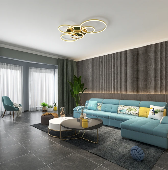 客厅-3D样板间-花瓣网