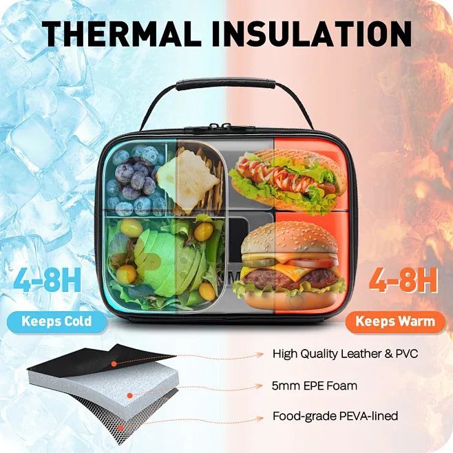 Boy Lunch Box PU & Leather Lunch Box, Kids Lunch Bags Waterproof ...