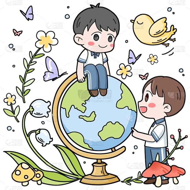手绘-幼儿早教课插画-地理课素材-花瓣网
