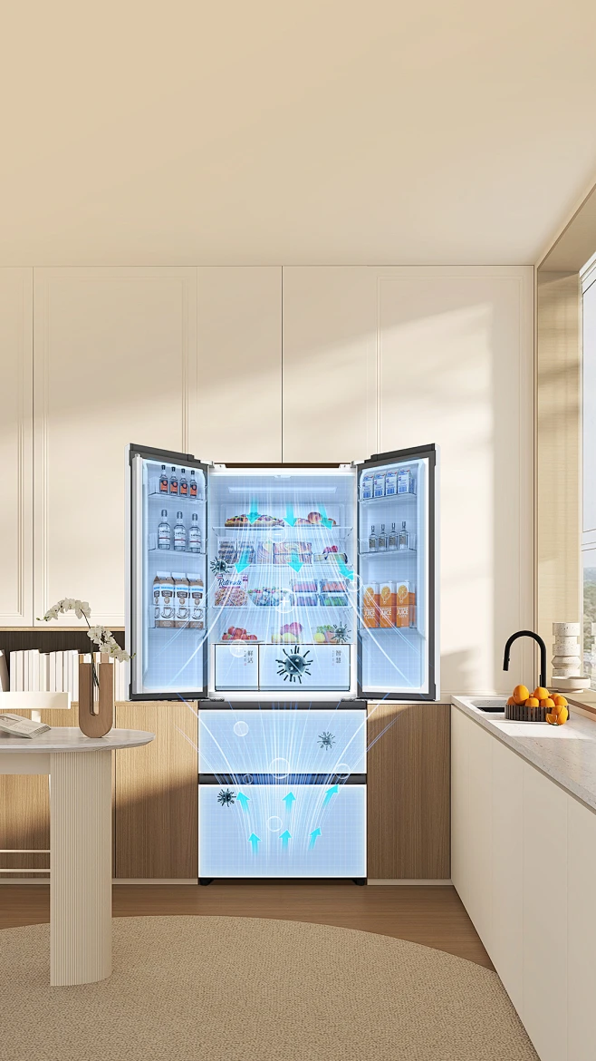 冷藏冷冻-2 TCL T7冰箱 绝美小冰箱 场景美图，创建信详情页家居美图。更多作品，站k：懿设计。小红s：壹元二公子。-花瓣网
