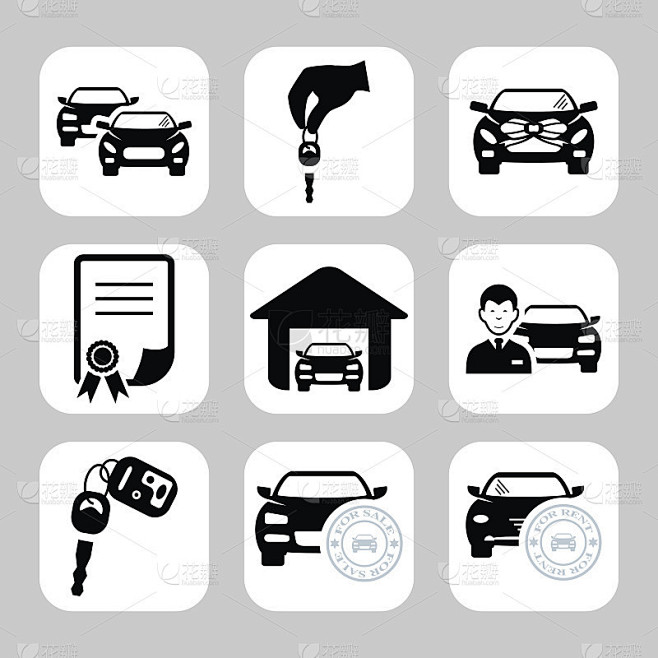 汽车经销商图标。矢量符号。矢量图