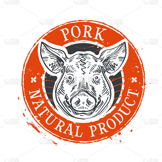 猪，猪矢量 logo 设计模板。猪肉或农场的图标