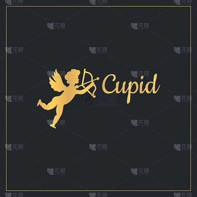 Golden cupid and lettering composition design temp素材-花瓣网