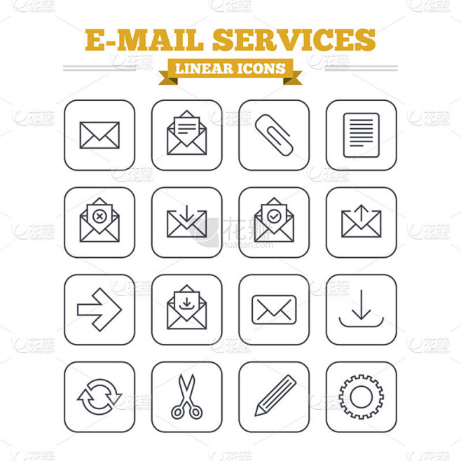 Mail services linear icons