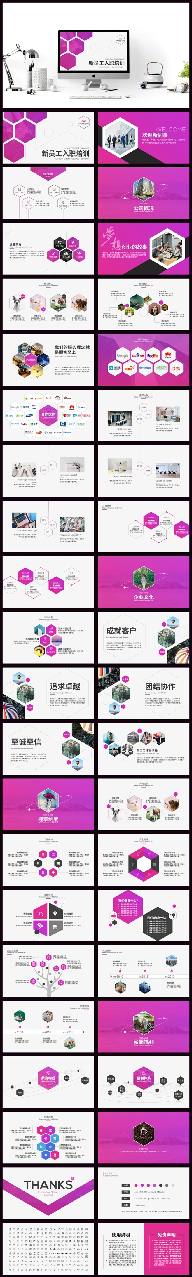 S042-流行渐变2019新员工入职培训PPT模板58元（布衣公子作品）@teliss-花瓣网