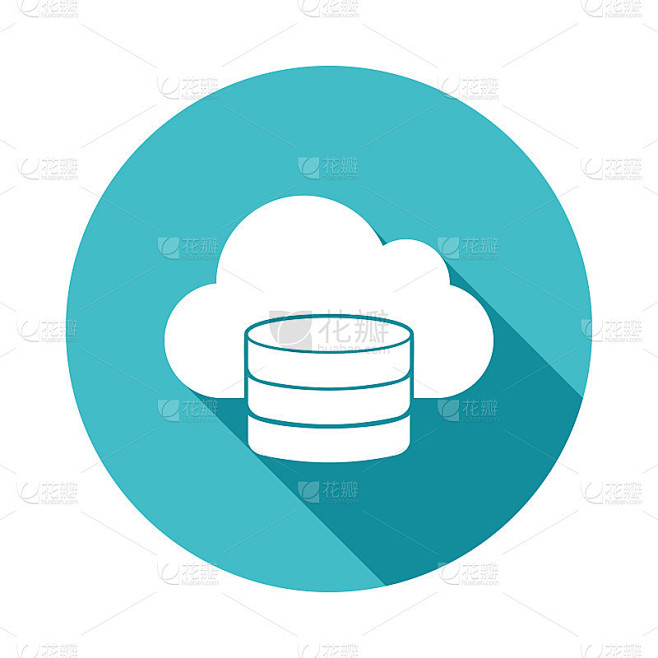 云数据库图标在平长阴影风格