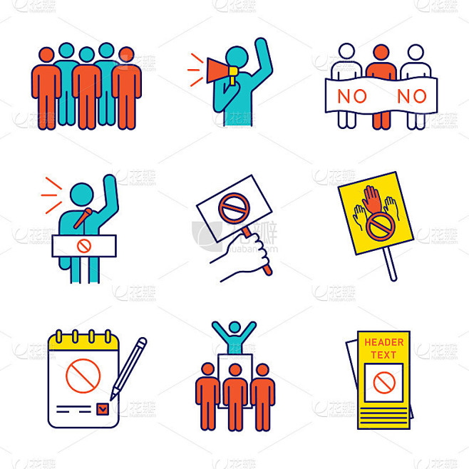 Protest action icons