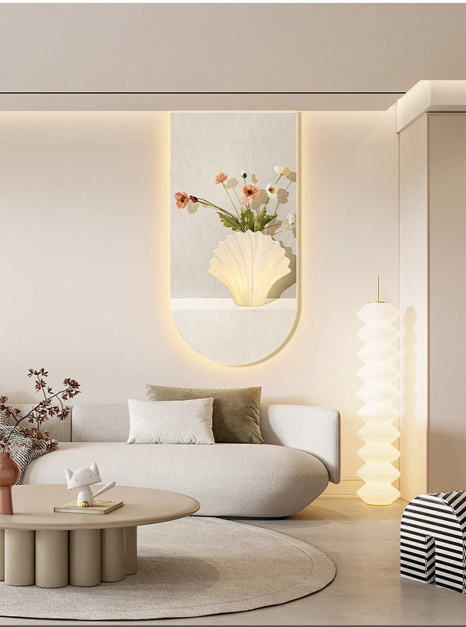 led灯法式奶油ins风竖版入户客厅大气玄关装饰画过道走廊挂画花卉-tmall.com天猫-花瓣网