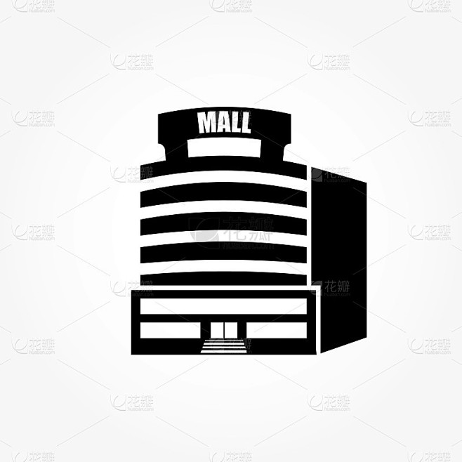 商场建筑图标。购物中心的迹象。矢量插图。