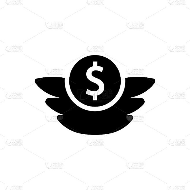 Chasing Money Icon. flying dollar, money (vector i