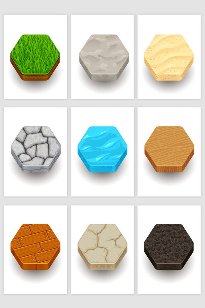 矢量卡通地面墙面草地材质元素素材