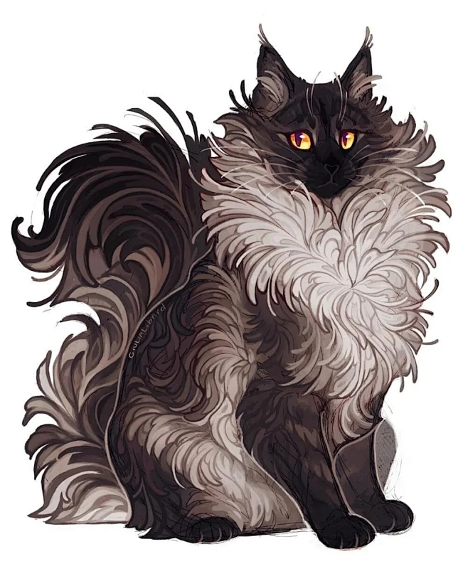 Giulialibard 作品的主题大多是猫狗狮虎等等动物，灵动飘逸的体态，还有对毛发的独特画法，给人软绵蓬松的感觉。-花瓣网