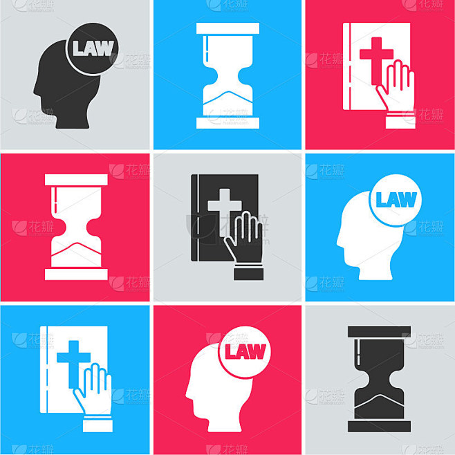 Set Head with law, Old hourglass and Oath on the H