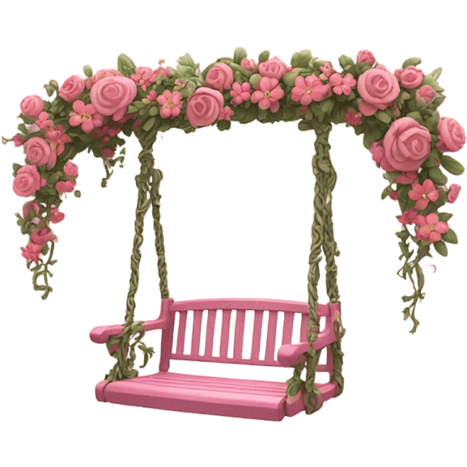 A pink swing made from flower and vines emoji-花瓣网