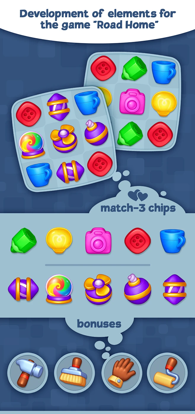 match-3 game Games game design 3D Render 2D art 2D-花瓣网