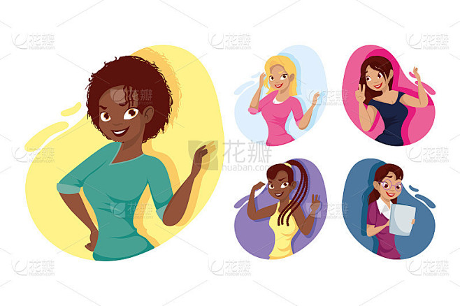 women cartoons isolated vector design