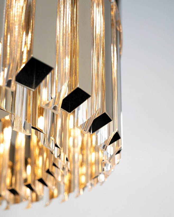 Skylar Suspension : The Skylar Suspension is a stunning glass and brass chandelier that is a ...