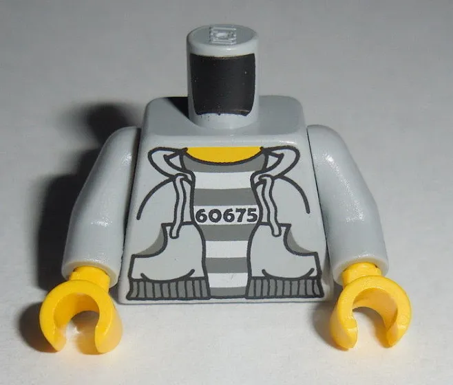 TORSO M006 Lego Male Gray Hooded Sweatshirt/Jacket over Prison Stripes ...