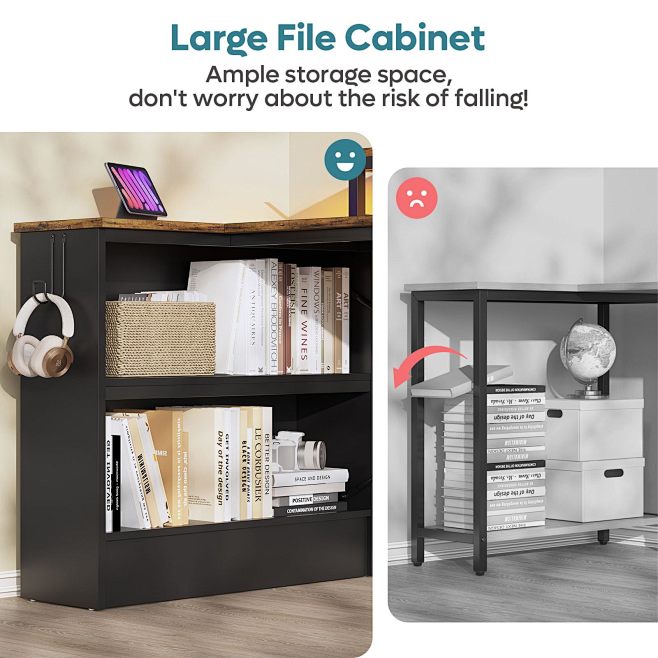 Amazon.com: Bestier Small L Shaped Desk with Enclosed Shelves, 42 Inch ...