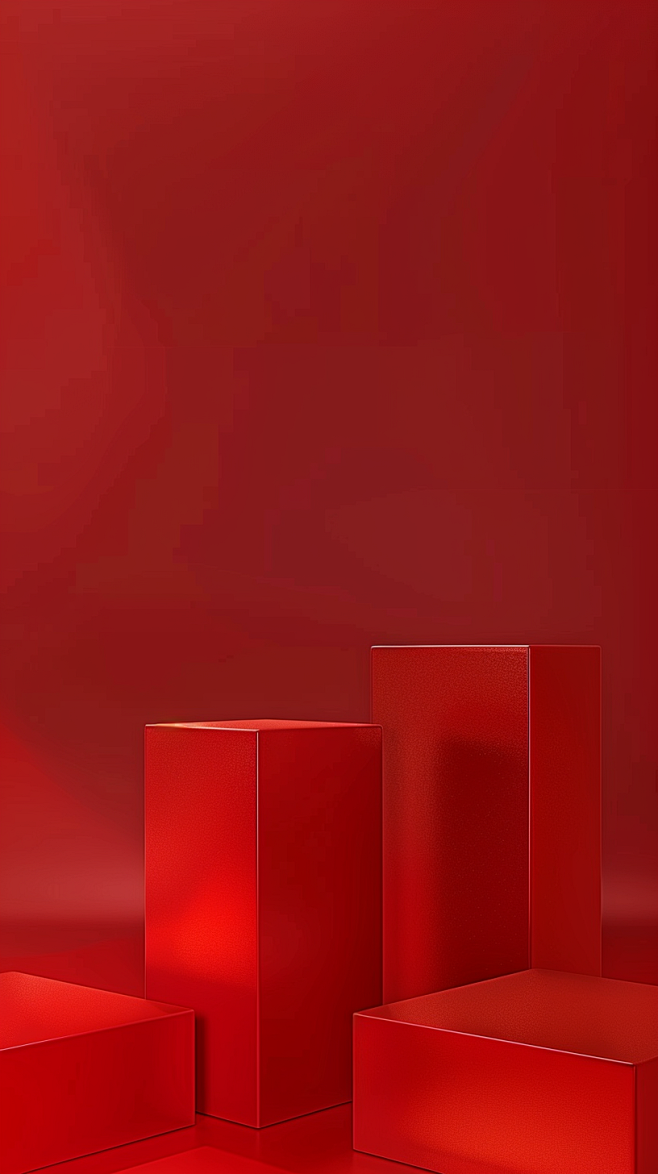 ls7623_Red_background_three_cube_podiums_New_Year_atmosphere_mi ...