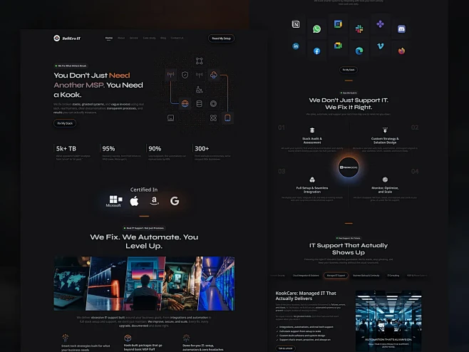 Modern MSP Website UI Design – Dark Theme agencyweb darktheme designerondemand digitalagency ...