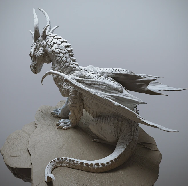 Jaemin Kim`s dragon textured, Maria Panfilova : The geometry is decimated highpoly rendered in ...