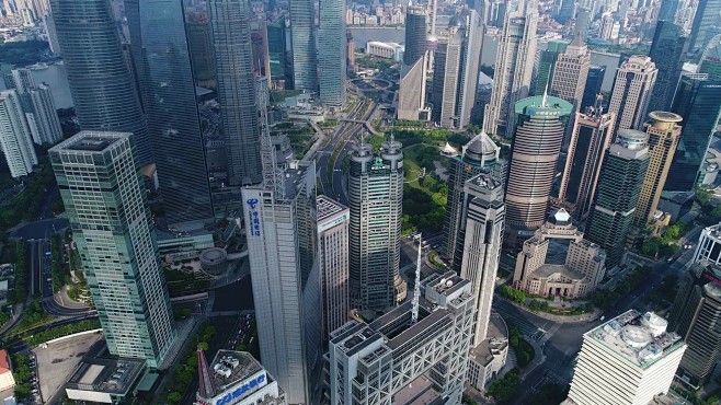 上海陆家嘴金融区实时鸟瞰