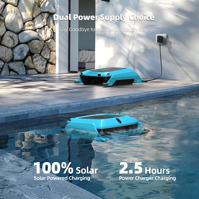 Amazon.com : Robotic Solar Pool Skimmer Cleaner: SMONET Cordless Pool ...