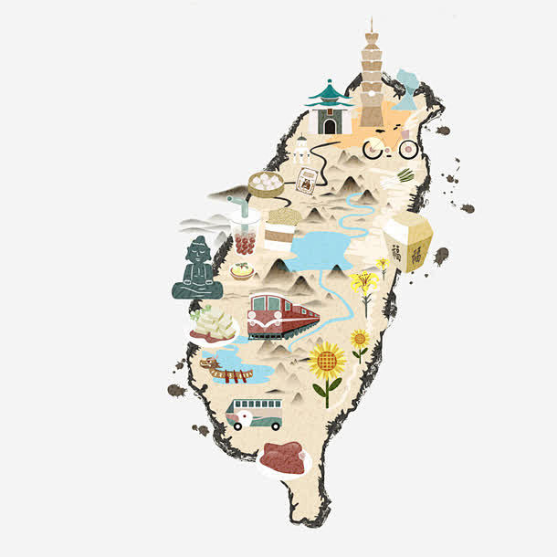 手绘台湾地图-花瓣网