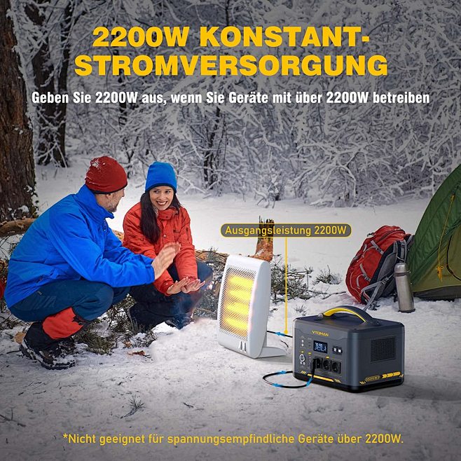 VTOMAN Jump 2200 Tragbare Powerstation 2200W, 1548 Wh Solargenerator mit erweiterbarer Kapazität ...