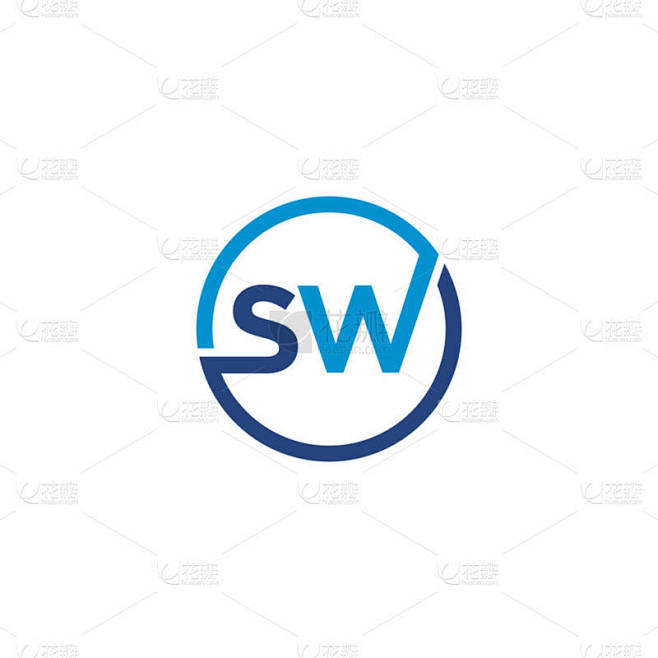 Sw字母图标设计模板元素
