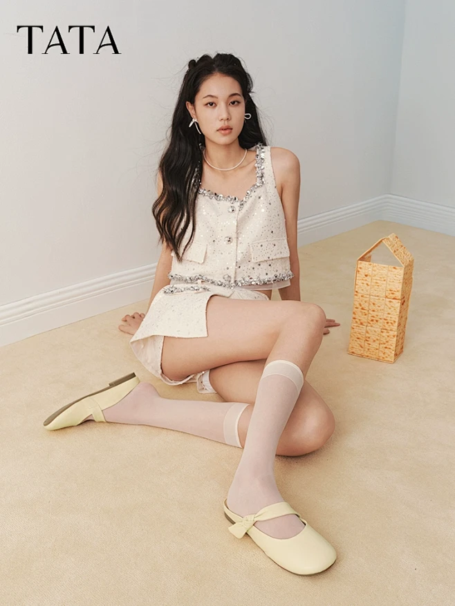 TATA他她米色半拖鞋女平底包头拖鞋女穆勒鞋女2025夏新款YDT05BH5-tmall.com天猫-花瓣网