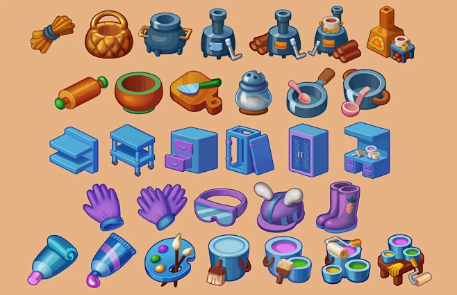 2D casual game casual props Digital Art Merge mobile game UI user ...