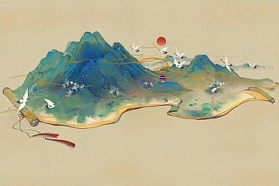 青绿山水创意图片素材 - Shijue Select RM-花瓣网