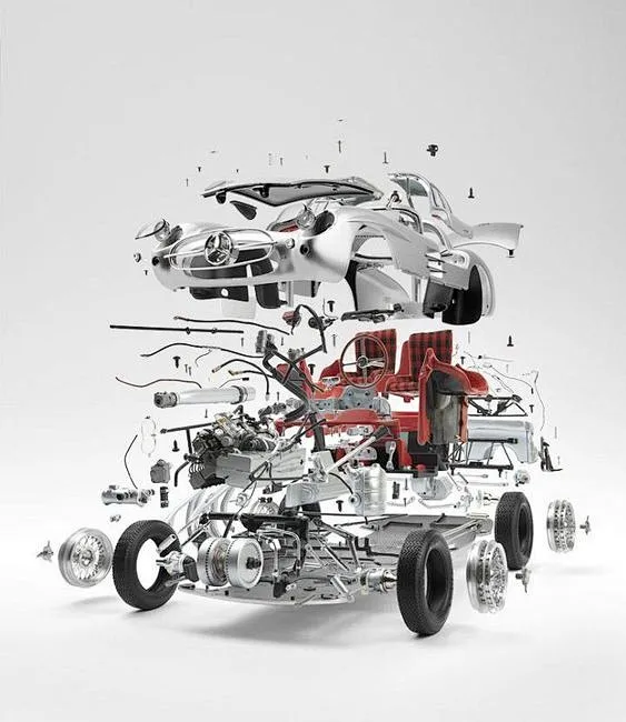 exploded view mercedes sls300-花瓣网