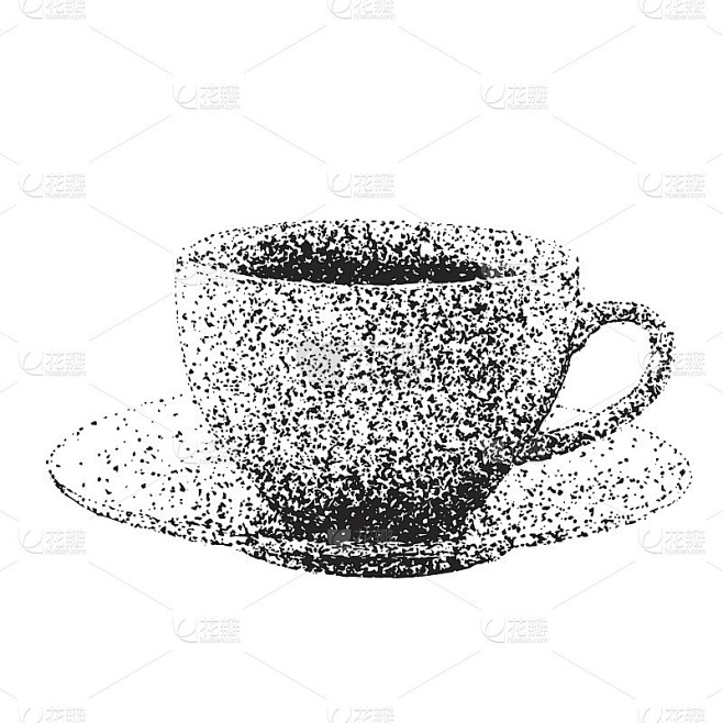 hand drawn coffee cup using stippling technique