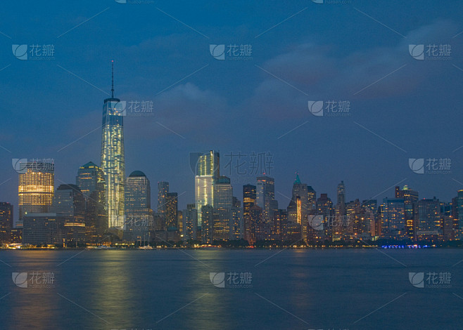 曼哈顿,夜晚,纽约,美国,水平画幅,美国中大西洋地区,无人,户外,城市,哈德逊河
