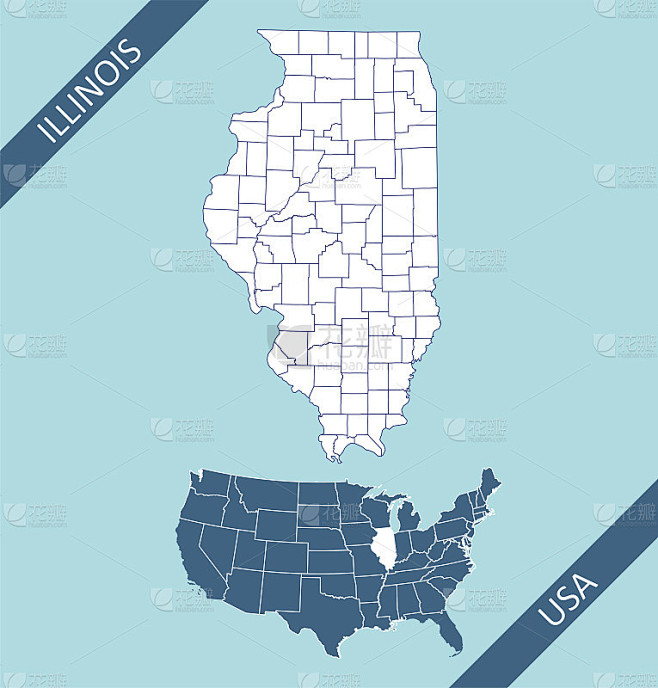 Illinois highlighted on USA map