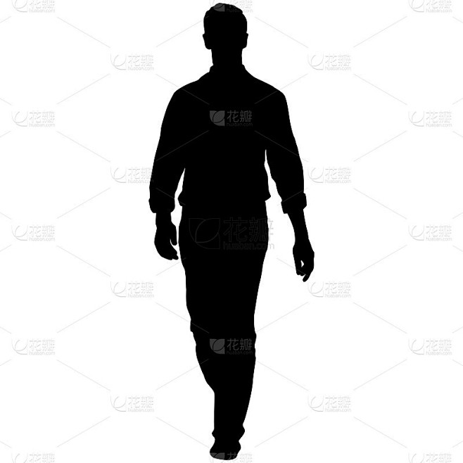 白色背景上行走的人的剪影