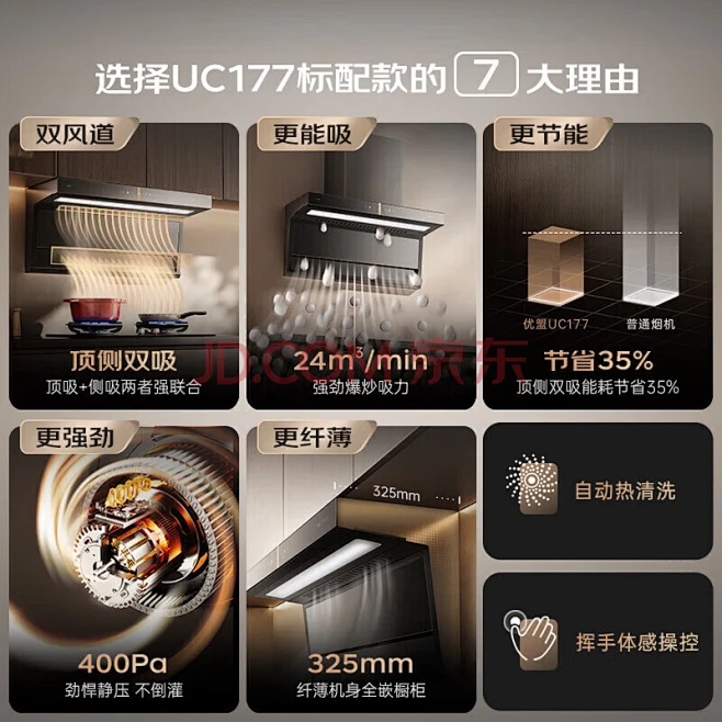 优盟（UM）顶侧双吸油烟机 7字型抽油烟机家用 大吸力体感自动清洗 一级能效免清洗家电国家补贴CXW-288-M06 -花瓣网