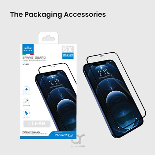 Arqoob - Brave Clear Screen Protector for iPhone 12 Pro, Impact ...