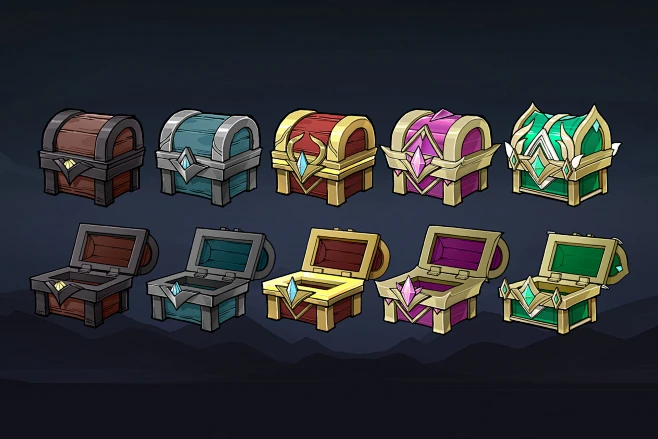 Fantasy Treasure Chest 2D Bundle-花瓣网